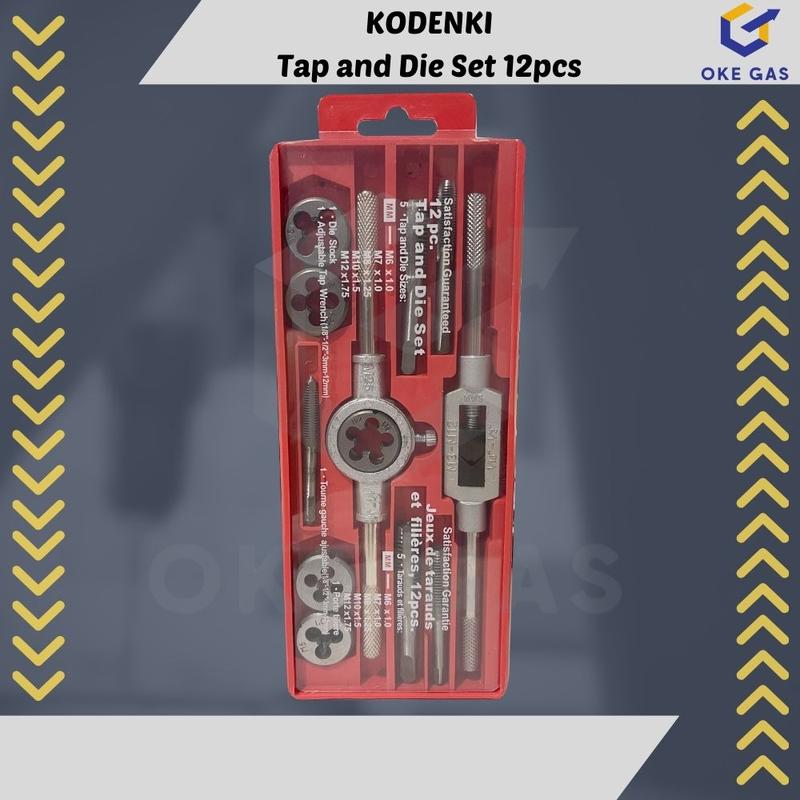 KODENKI TND201 Hand Tap Die Set 12 Pcs Alat Senai Snai Baut Mur Drat ...