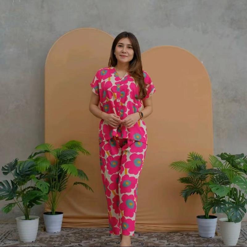 One Set piyama pajamas celana panjang rayon premium plus siz - TikTok ...