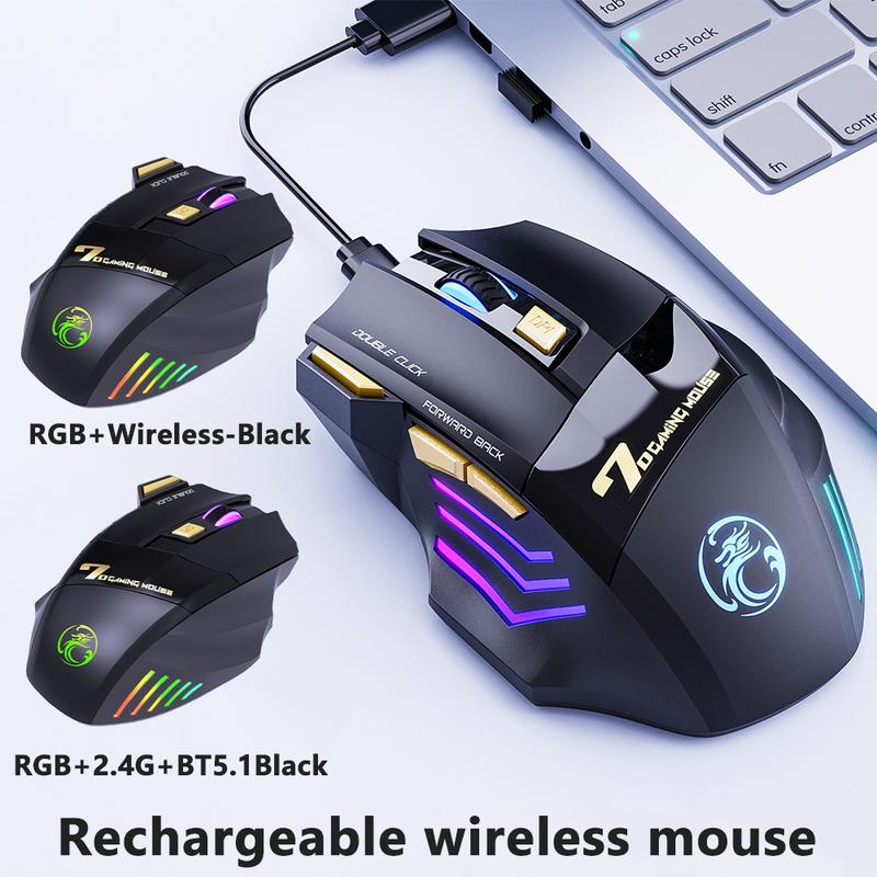 Gaming Mouse 7-Button 2.4g Mute Rechargeable Colorful Breathing ...