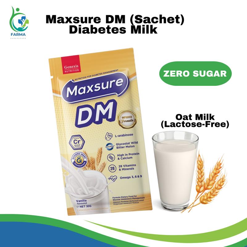 Maxsure DM Diabetes Milk for Nutrition Powder Oat Milk -(1X 30g ...