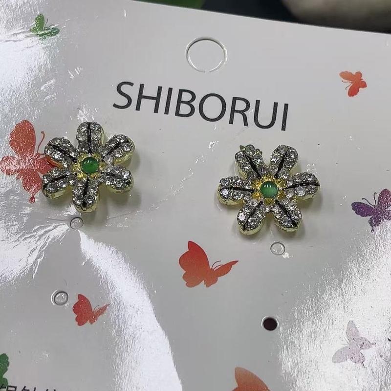 Anting-anting Bunga, Bertatah Jarum Perak Jadeite Alamiah, Reka ...