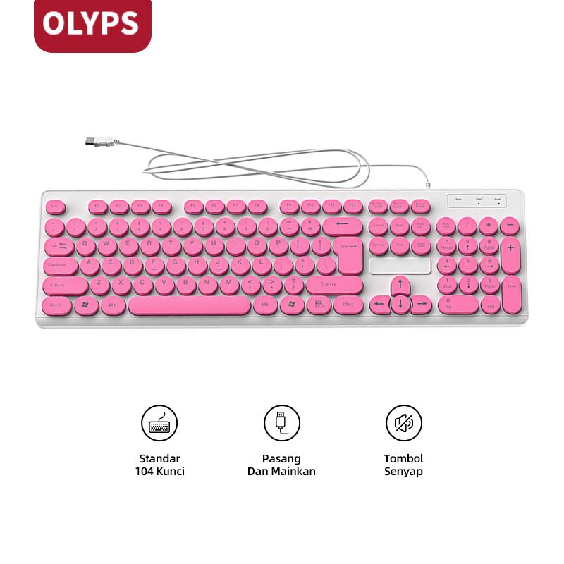 OLYPS Keyboard Mouse USB Wired Keyboard Durable Round Button - Shop ...