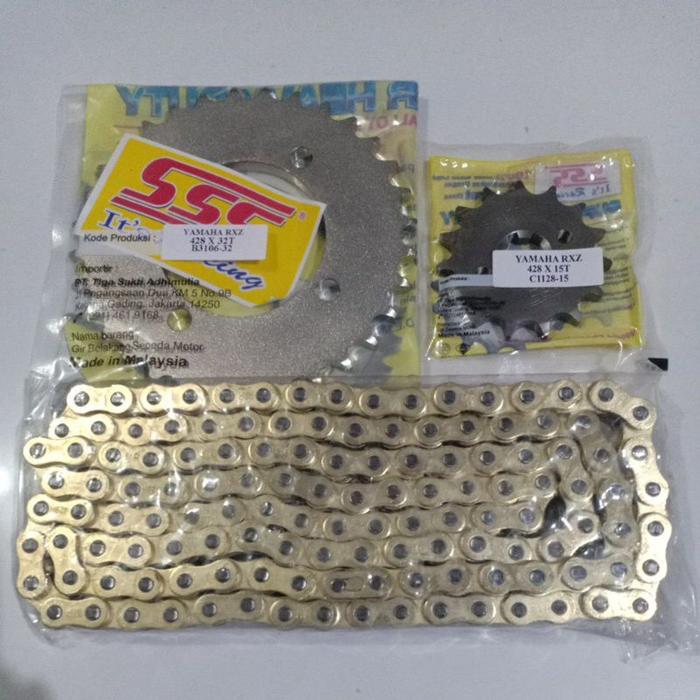Jual Gear Gir Set SSS 428 Rantai Gold RXZ/VEGA/VEGA R/ MX Old/MX New135 ...