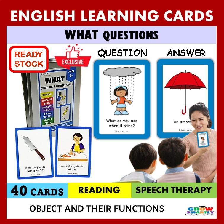What WH Question English Flash Card For Kids Object Function - TikTok ...