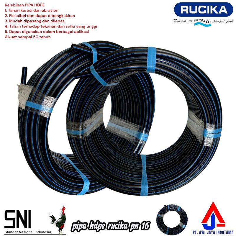 PIPA HDPE RUCIKA UKURAN 1/2 INCH PN 16 PANJANG 100 METER garansi - Shop ...