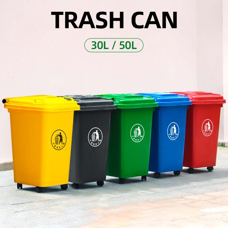 Trash can 30L/50L Outdoor Green plastic large trash can with - TikTok ...