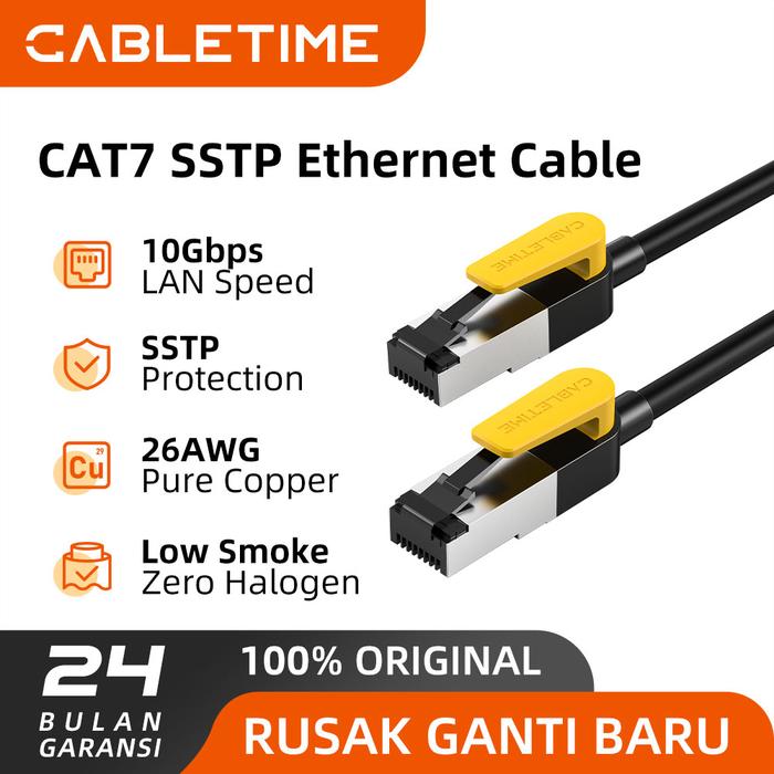 Promo CABLETIME Kabel LAN Cat 7 20M Ethernet Cable High Speed RJ45 SSTP ...