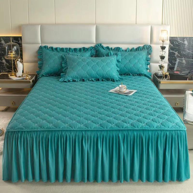 2024 new bed cover, bed skirt, ugly hem, cotton clip, three piece ...