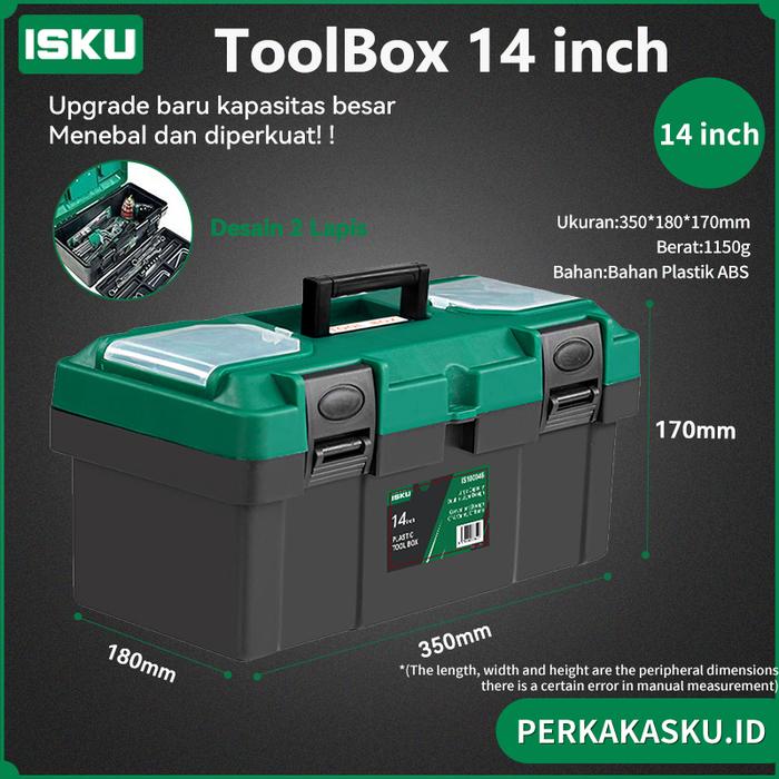 Promo ISKU Tool Box Besar 14 Inch Bahan PP Plastik Toolbox Kotak ...