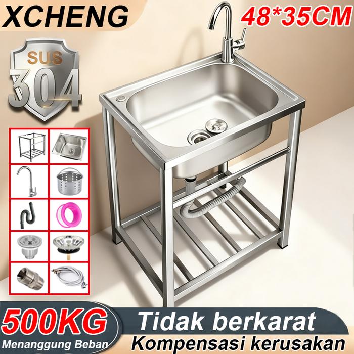 Promo SUS304 Wastafel cuci piring Portable Stainless 48*35cm/75*40cm ...
