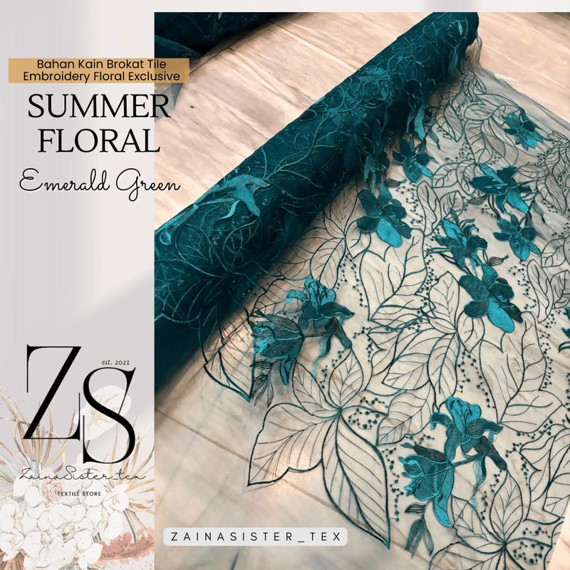 1/2 Meter Bahan Kain Kebaya Brokat Tule Bordir Bunga Timbul Motif ...