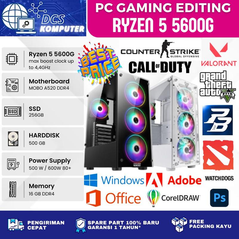 Pc Komputer Cpu Rakitan Ryzen 5 5600G + Layar Monitor Untu - Shop ...