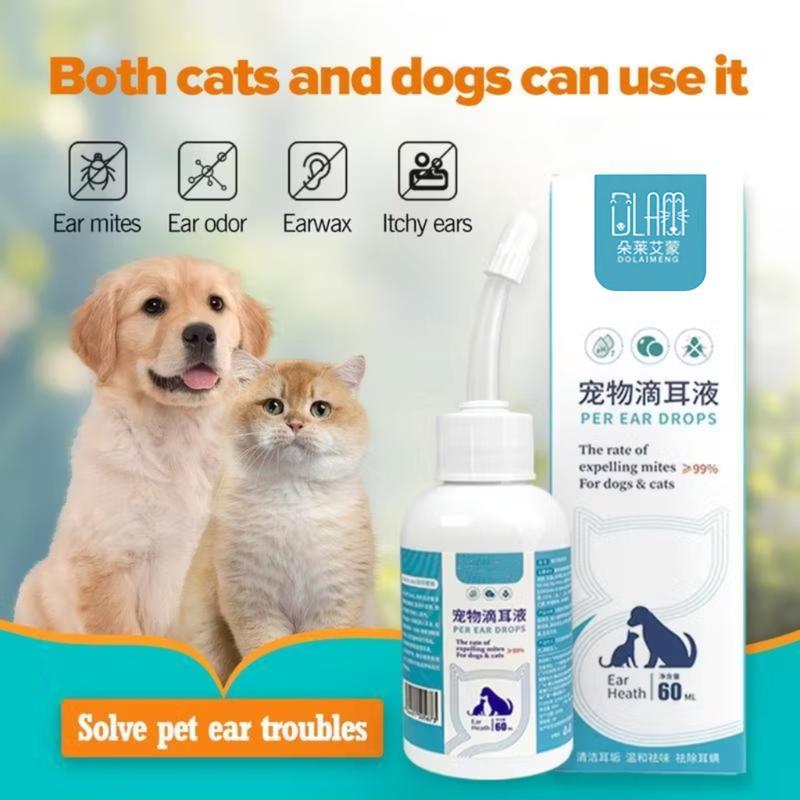 Pet Ear Cleaner（60ml）-Cat＆Dog Ear Mites Cleaning，Ear Wax Cleaning ...