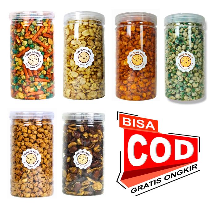 Jual Cemilan Snack Kacang Kemasan Toples 1000 ML - Kacang Campur Mix ...