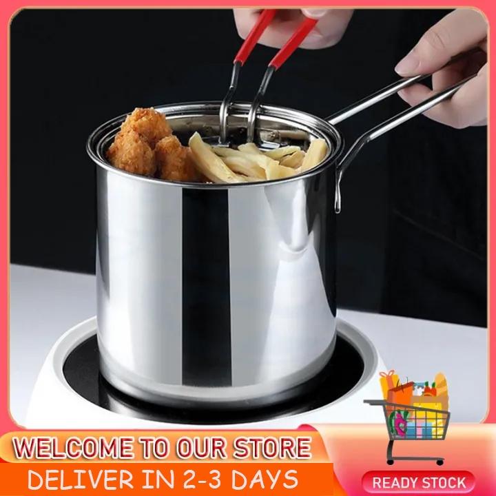 【Local Stock】Deep Frying Pot 304 Stainless Steel Kitchen Fryer With ...