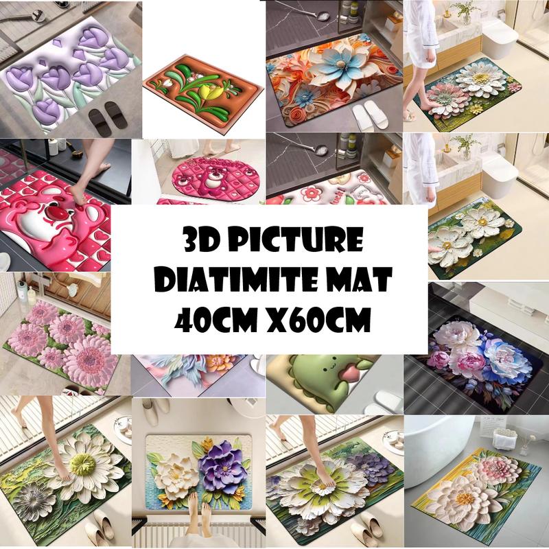 3D Gambar Mat Diatomit 40cm x 60cm Karpet Gel Tahan Air Kuli - TikTok ...