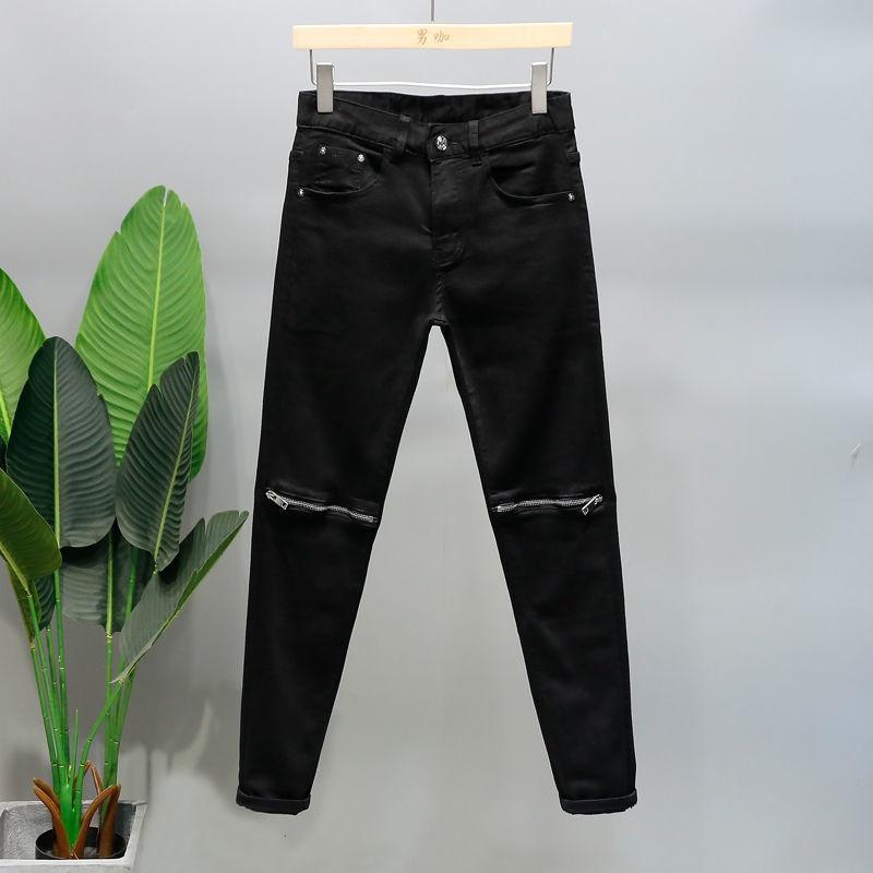 Seluar jeans hitam untuk lelaki, seluar pensel anjal baharu dengan ...