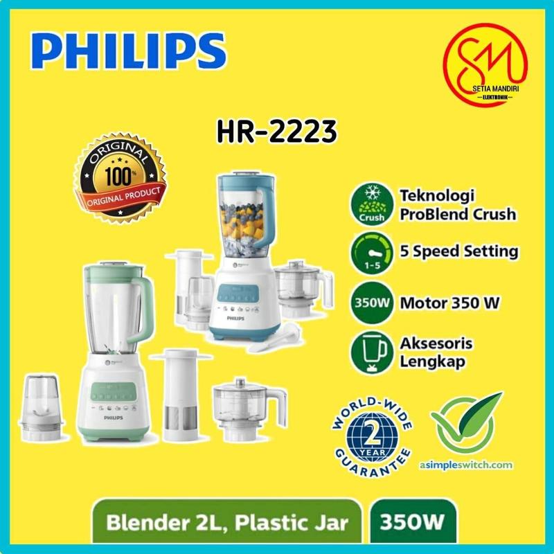 PHILIPS Blender 2L Plastik + Multi Accessory HR2223 HR 2223 Plastic ...