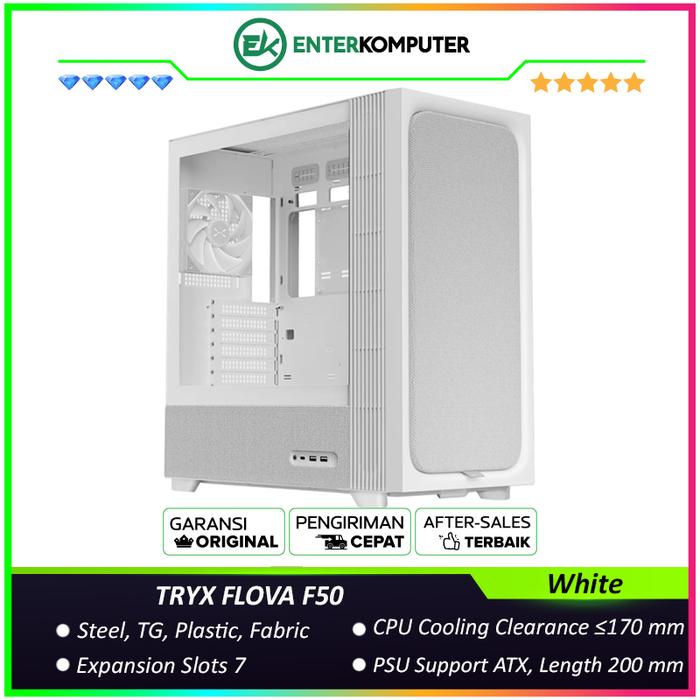 Promo TRYX FLOVA F50 White Mid-Tower ATX Case / Casing PC Cicil 0% 3x ...