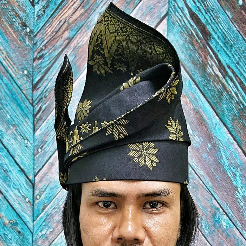 TANJAK GUBAHAN BARU (KERASI) kain songket hitam bunga tabur emas ...