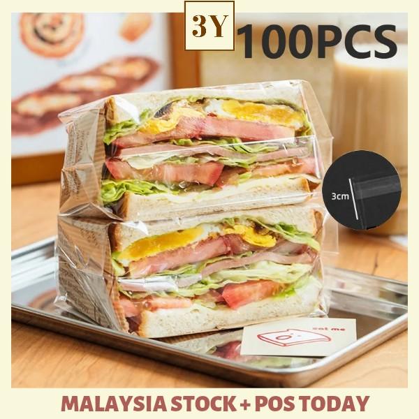3Y 100pcs Transparent Sandwich Packaging Bag Flat Pocket Plastic ...
