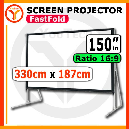 Jual Layar Proyektor Fastfold 150" inch Rasio 16:9 ( Ukuran 330cm x ...