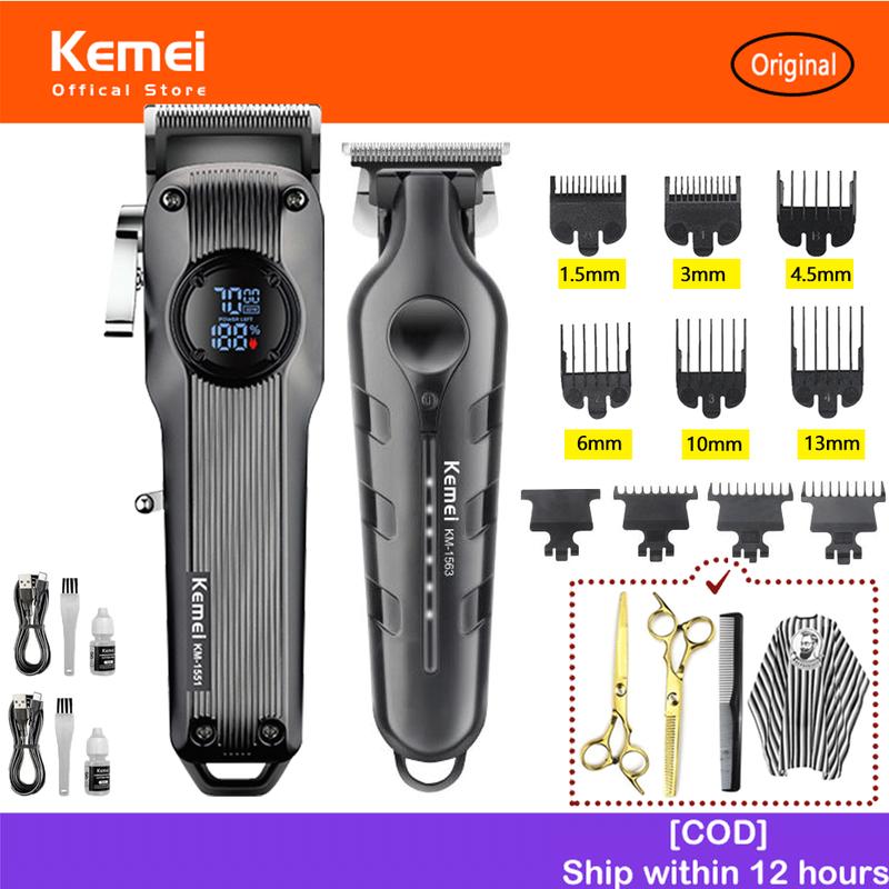 Kemei SET 0mm Hair Clipper Rechargeable Cordless Electric Barber ...