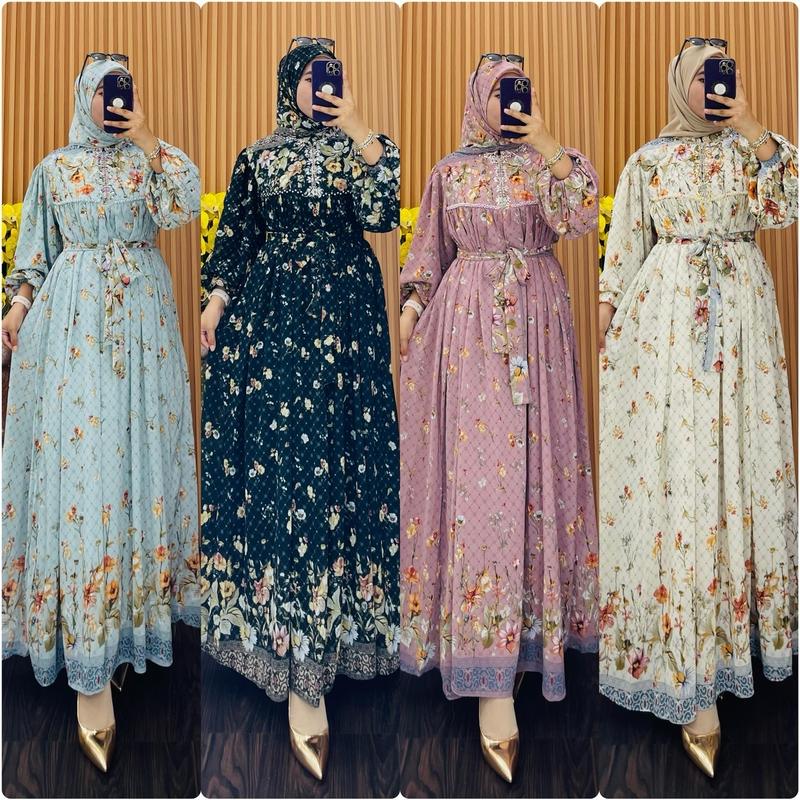 Gamis wanita set hijab seruty premium - Shop | Tokopedia
