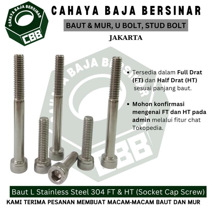 Jual Baut L Stainless Steel 304 UNF 1/4" - 28G / Inchi Drat Halus ...