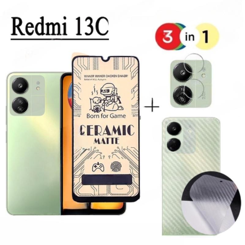 3 IN 1 for Redmi 13C 12C 10C Ceramic Matte Tempered Glass for Redmi ...