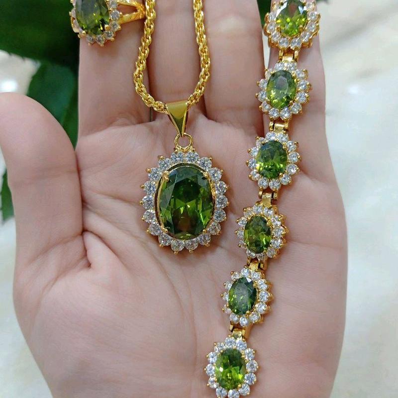 FULL SET BATU MATAHARI OLIVE EMAS SUASA - TikTok Shop Malaysia