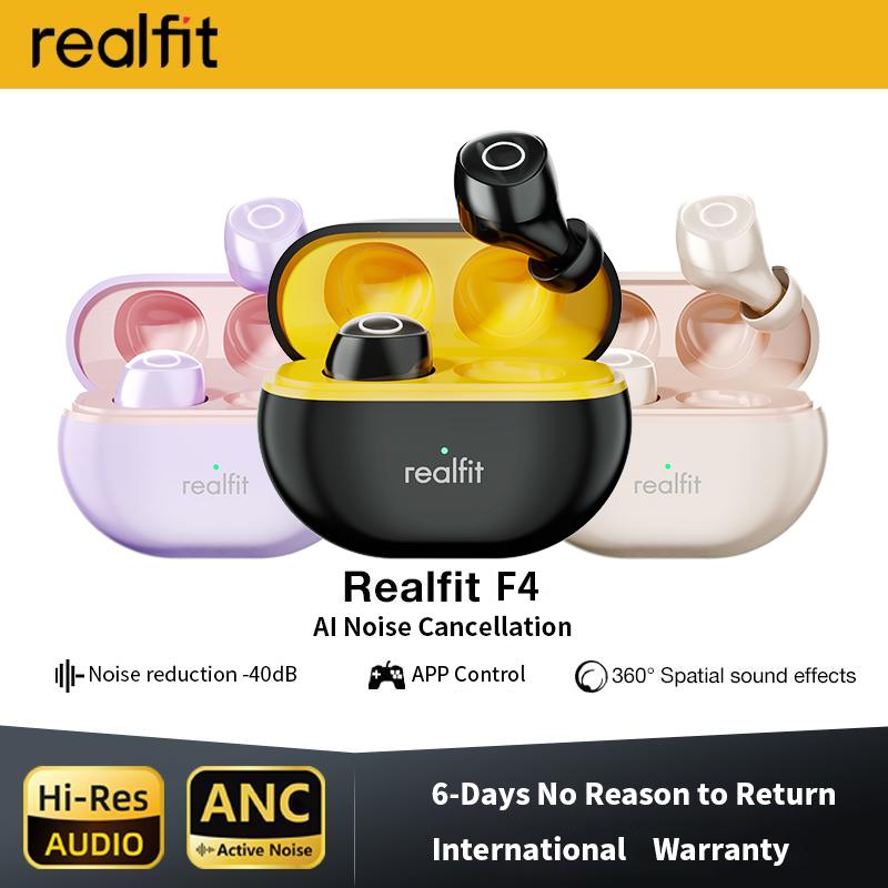 【Upgraded】 Realfit F4 Earphone APP ANC Noise Cancellation, Bean-Shaped ...