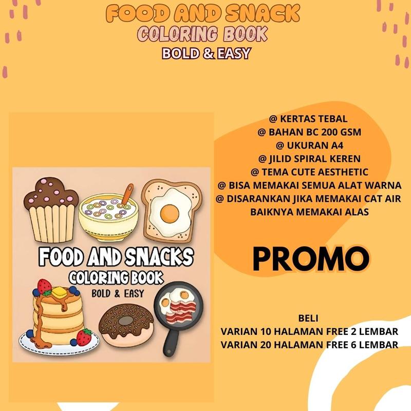 FOOD AND SNACK Coloring Book Buku Mewarnai Sketsa Menggambar - Shop ...