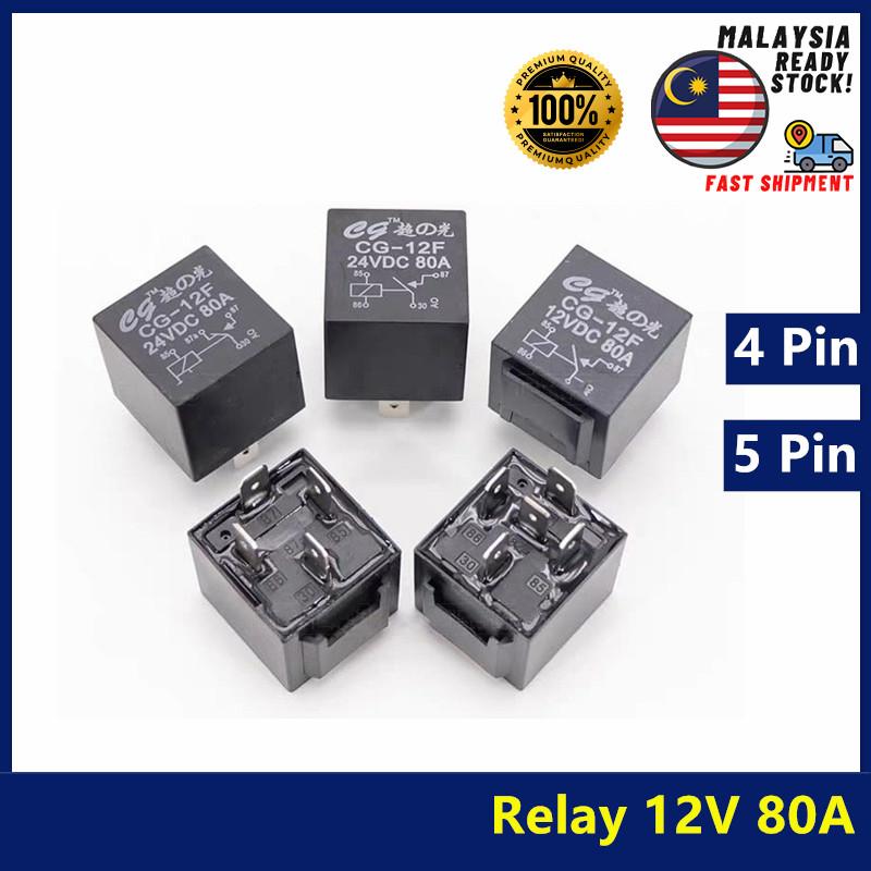 [Ready Stock] Relay 12V 80A 4 Pin / 5 Pin for Universal Automotive ...
