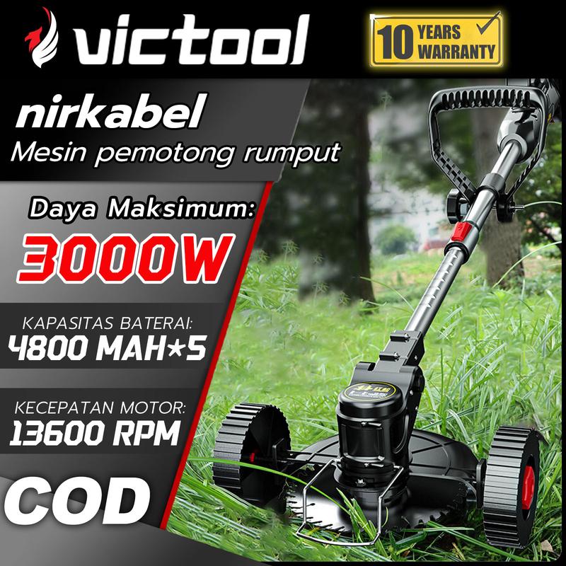 3000W Dapat dilipat Cordless Mesin Pemotong Rumput High Power Alat ...