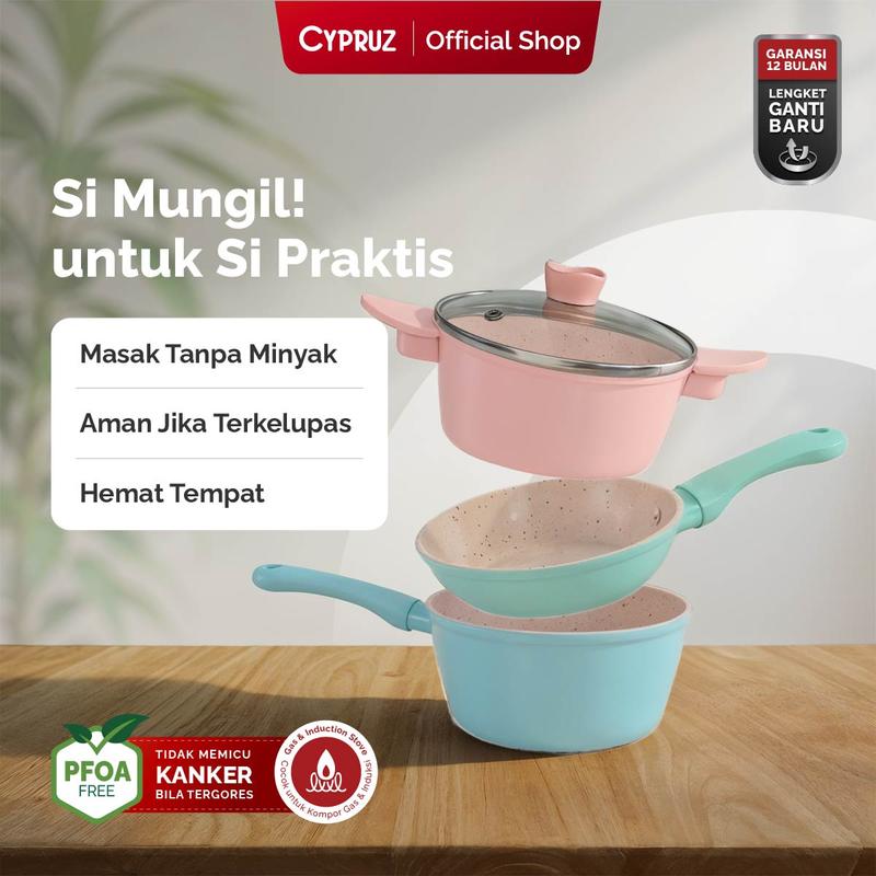 [COD] Cypruz Cookware Set Mini Pastel Series Wajan Set Premium Anti ...