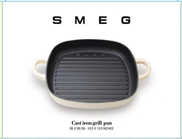 SMEG 10.2” Nonstick Fry Pan Smeg Cast iron grillpan l 26x26c - TikTok ...