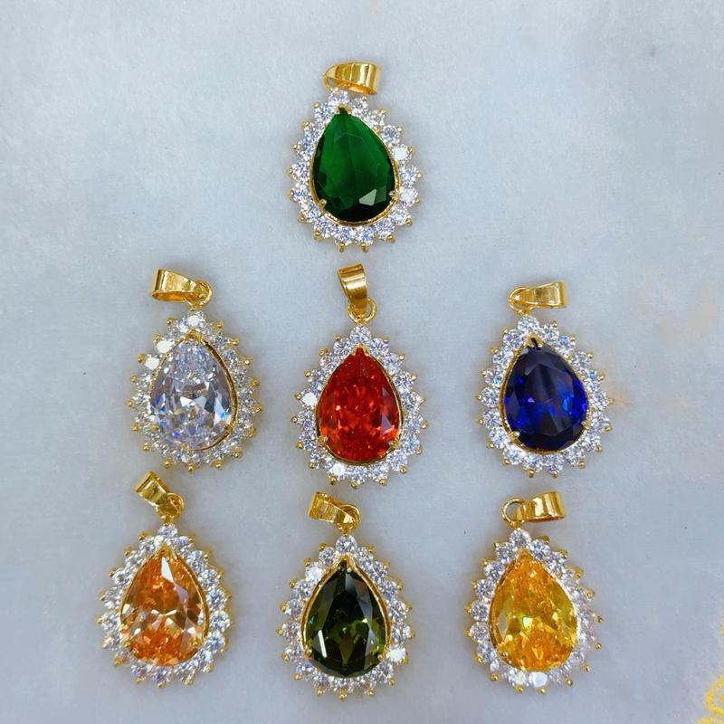 Loket Emas Suasa Batu Zircon Titisan Air Mata Gold Plated Teardrop ...