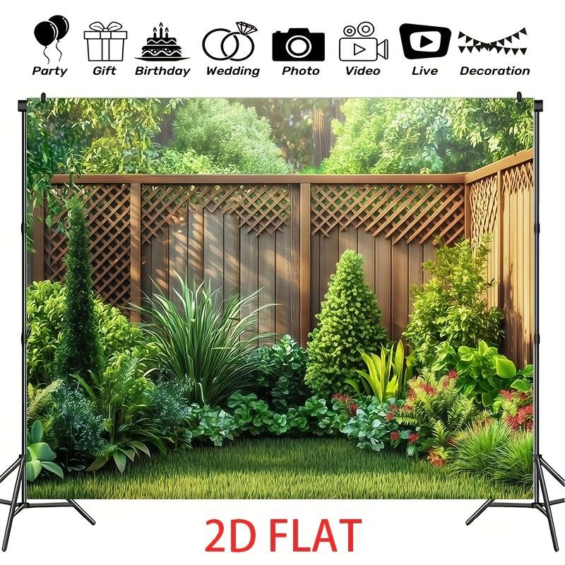 Outdoor Garden Simulation Background Cloth, 2D Flat Design, Yard Fence ...