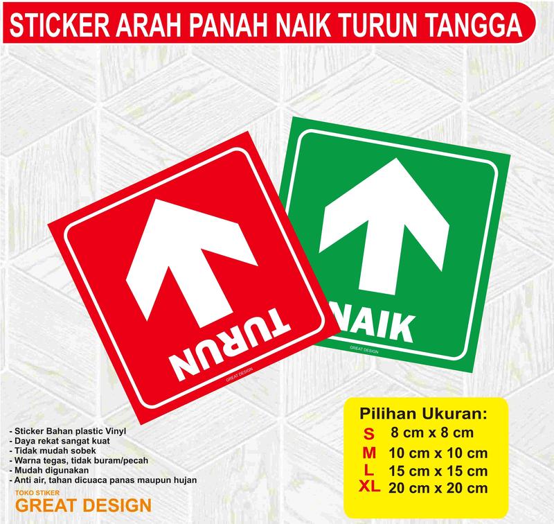 Stiker Vinyl Arah Panah Naik Turun Tangga / Rambu Naik Turun Tangga ...