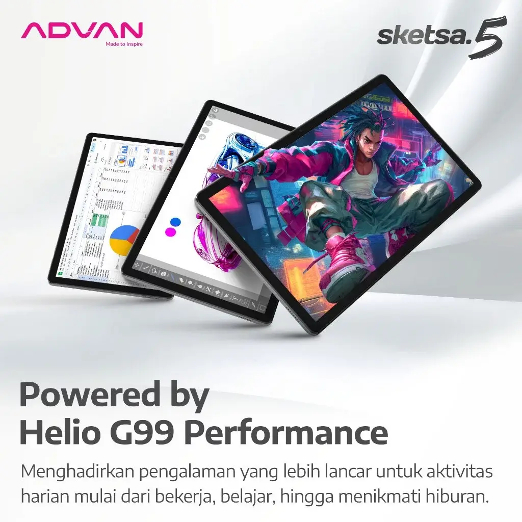 Advan TAB SKETSA 5 Helio G99 8GB 128GB 12 Inch 2K IPS 90Hz 8000mAh SIM ...