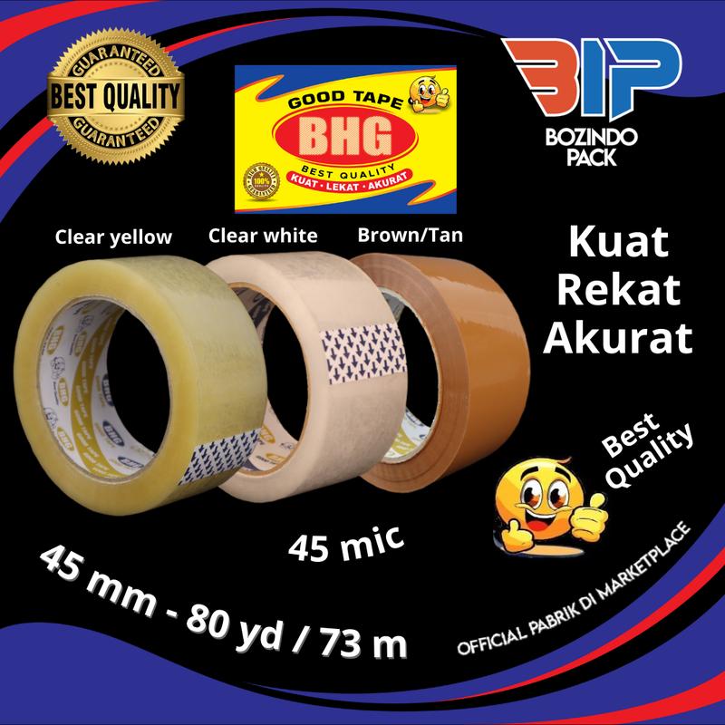 BHG Good Tape OPP 80 Yard 45 Mic 1 Roll 1 Pcs Lakban Bening Clear - Shop | Tokopedia