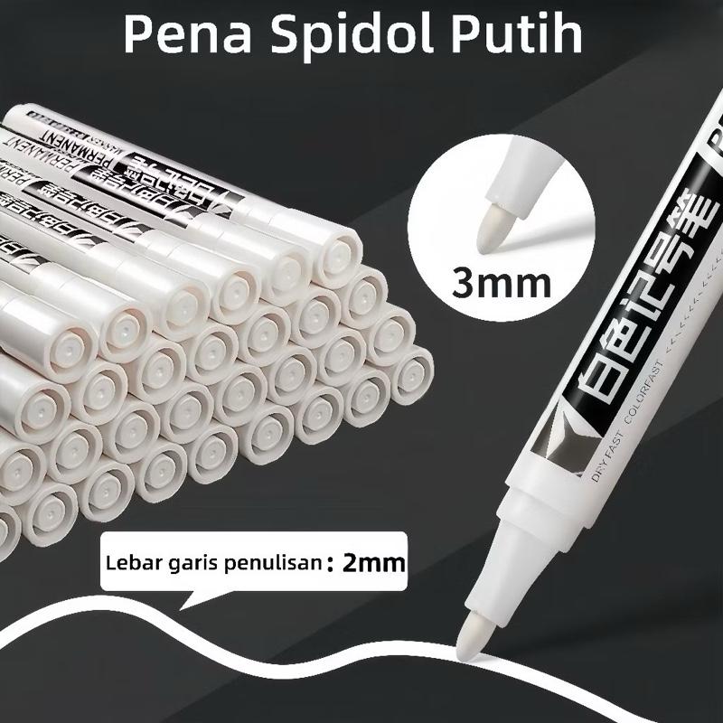 Spidol Permanent Marker Permanen Hitam Putih Tinta Refillabl - Shop ...