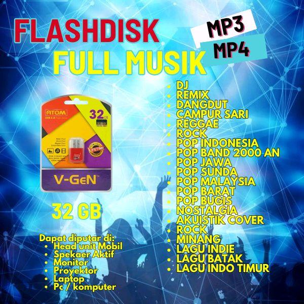 Flashdisk 32GB Full musik DJ Dangdut Jawa Malaysia Bugis MP3 MP4 head ...