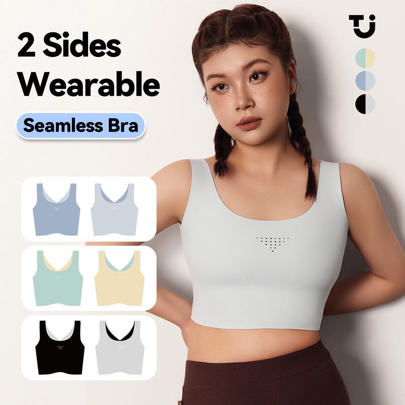 [2 Sides Wearable] Janest Seamless Sports Minimizer Bra Women's ...
