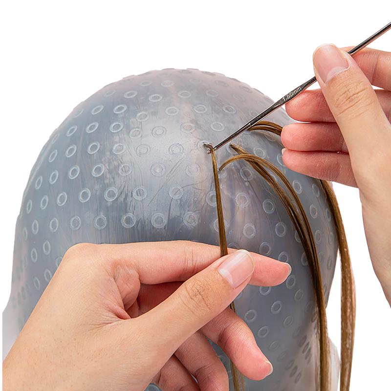 Pre-punched Highlight Cap Open Holes Reusable Silicone Hair ...