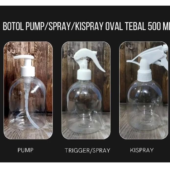 Botol Pump, Trigger, Spray Oval/Bulat Plastik Tebal Ukuran 500ml - Shop ...