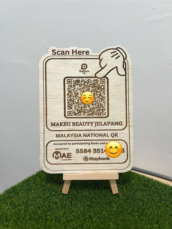QR CODE MAE Free Stand / Maybank QRPAY / TNG / Grab Pay WOOD - TikTok ...