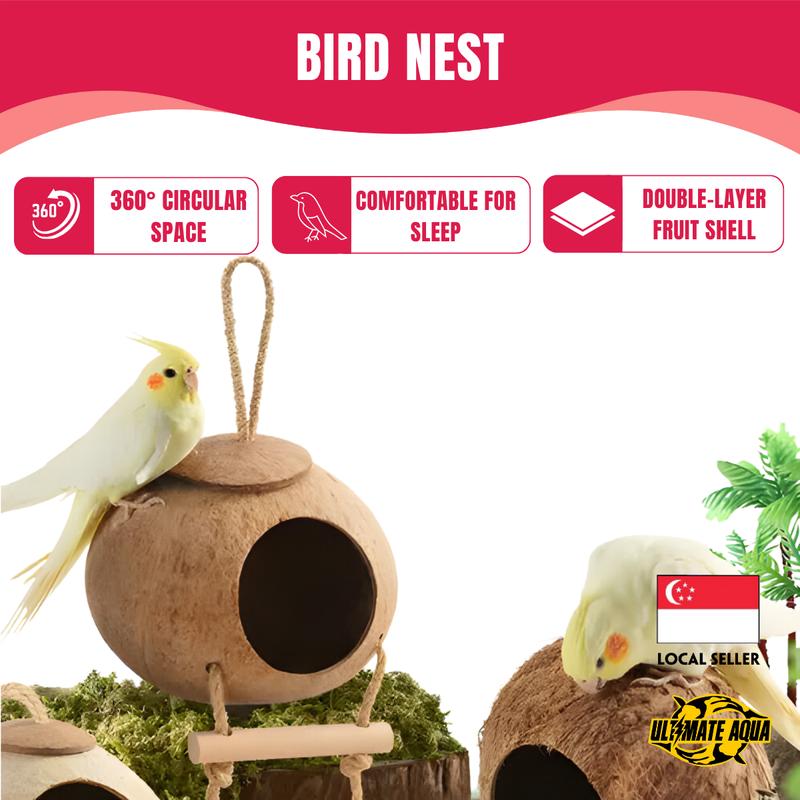 YEE Birds Coconut Shell Breeding Nest Parrots, Tiger Skin Pearl ...