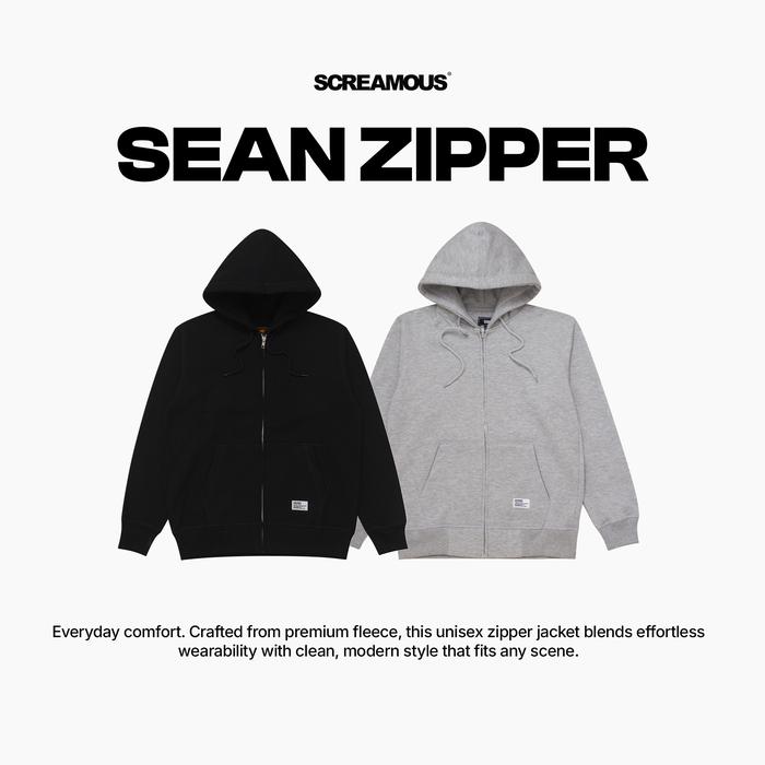 Promo Screamous Sweater Pria Basic Pullover Zipper Hoodie Sean - Black ...
